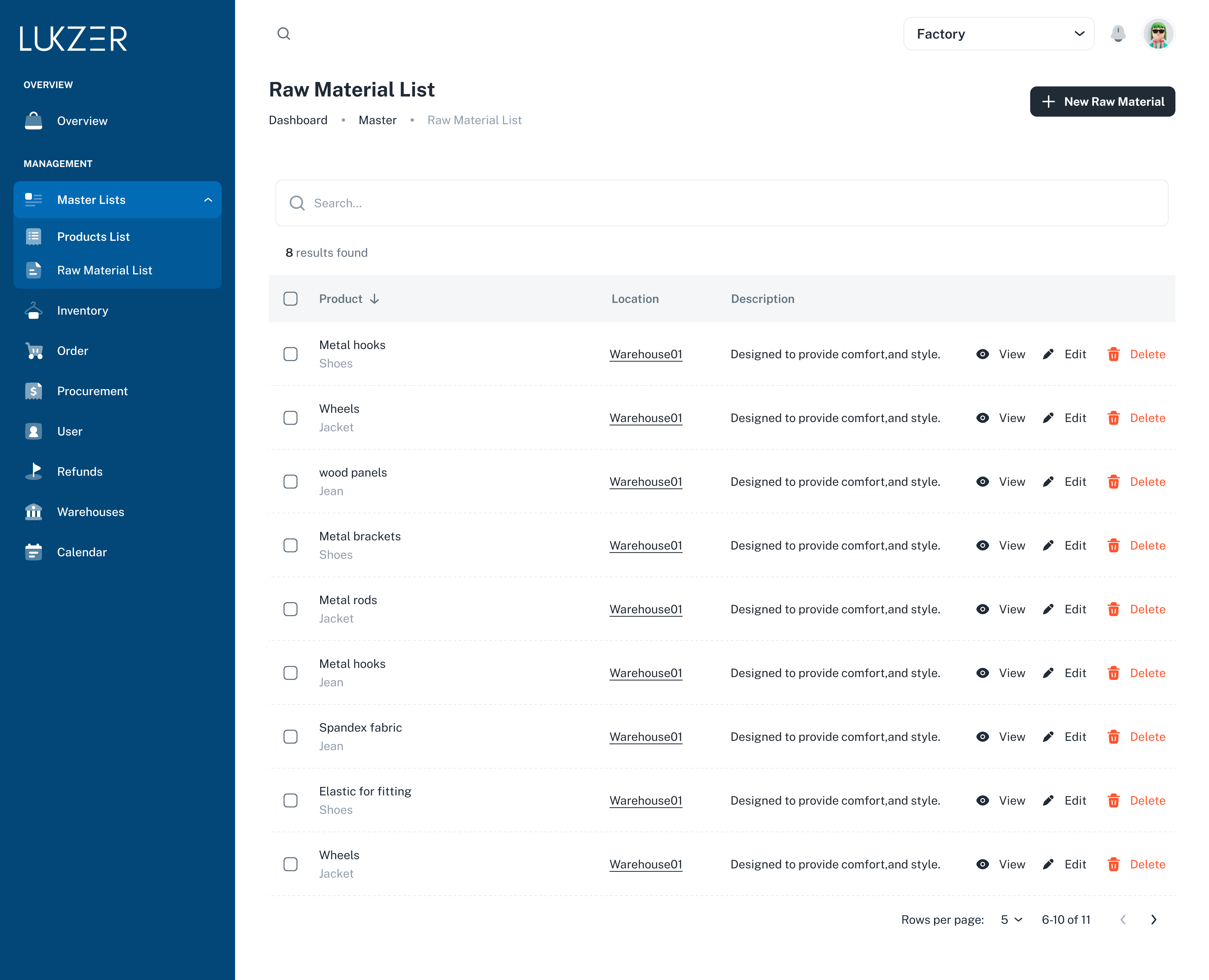 ERP Dashboard Design for Lukzer - Riddhi Bedmutha